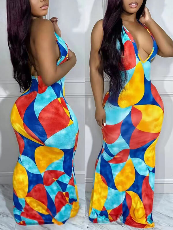 Colorblock Halter Dress – MotionKiller