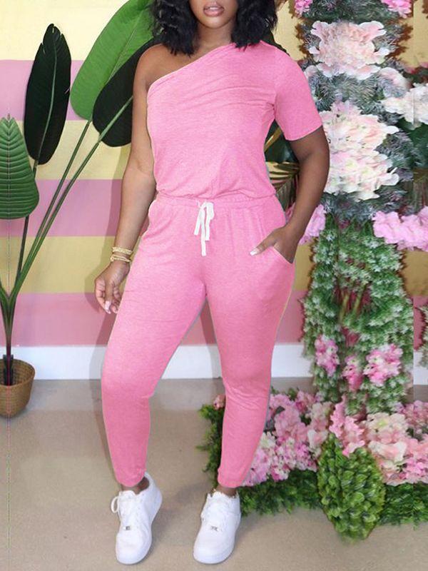 One-Shoulder Drawstring Jumpsuit--Clearance – MotionKiller